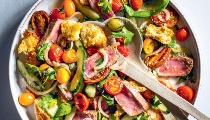 Try Zola Nene’s recipe for Roasted Tomato, Crouton and Beef Salad from ...